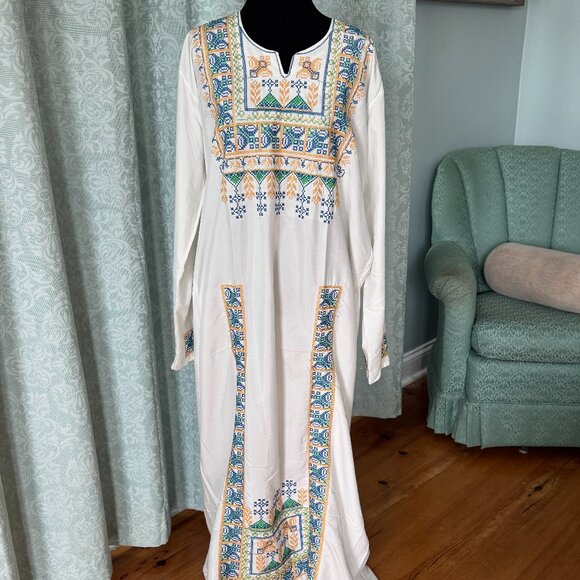BRSY | Dresses | Egyptian Robe Dress Throbe Galabya Kaftan Size L ...